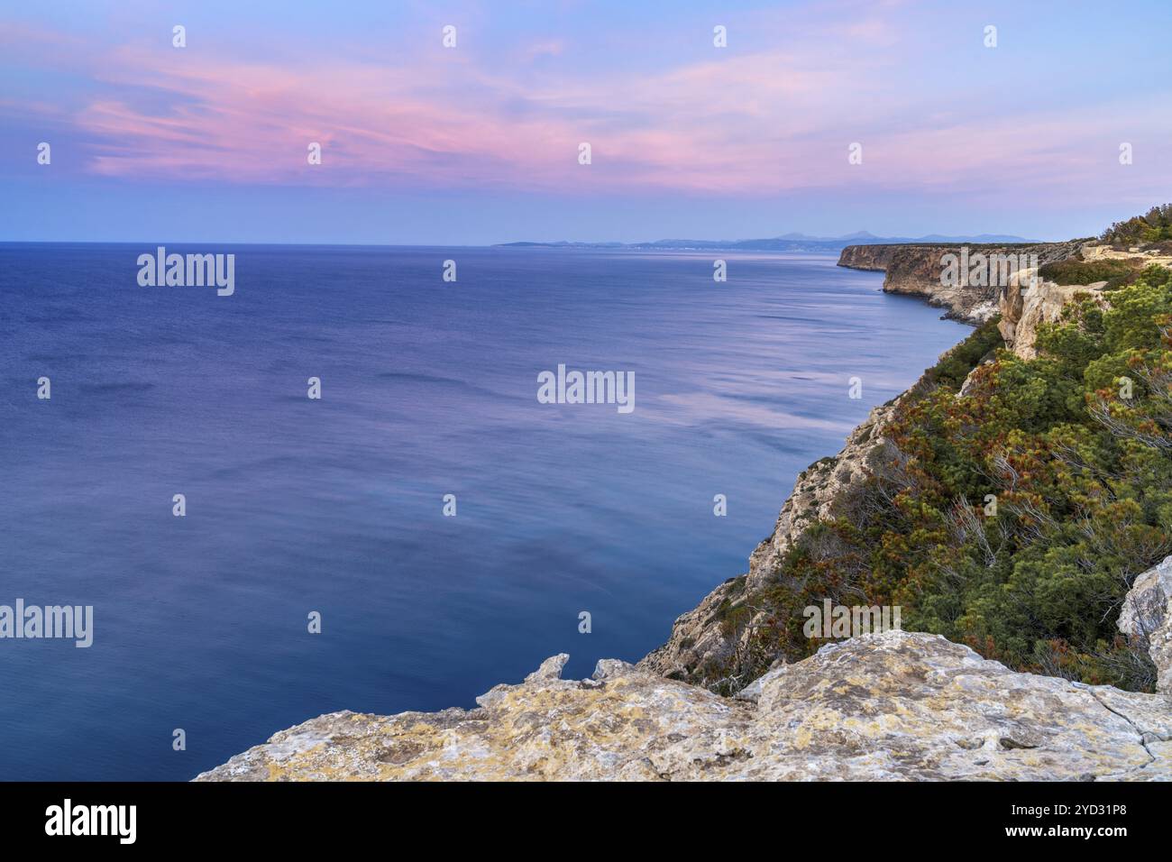 A view of the cliffs and coast at Cap Blanc in southern Mallorca at ...