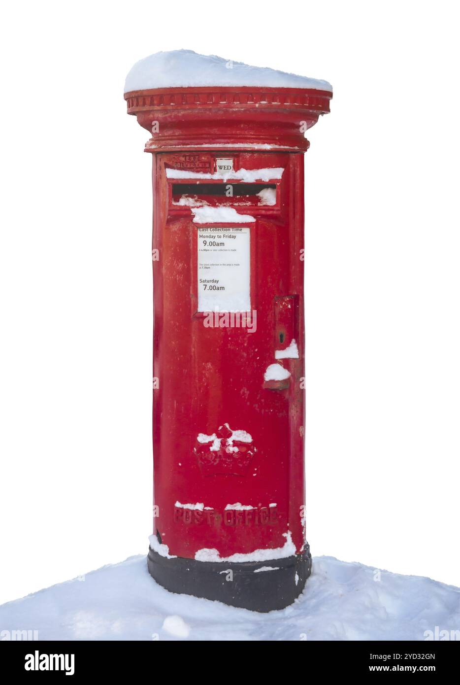 Isolated Traditional Red British Royal Mail Post Box In The Snow Stock ...