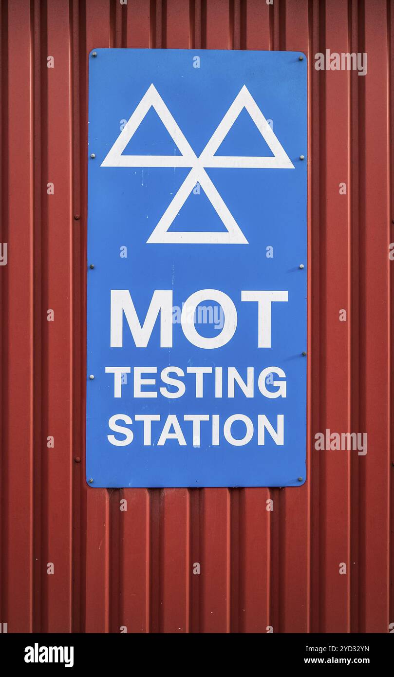 A Motor Ordinance Test (MOT) Station Sign At A Garage In The UK Stock ...