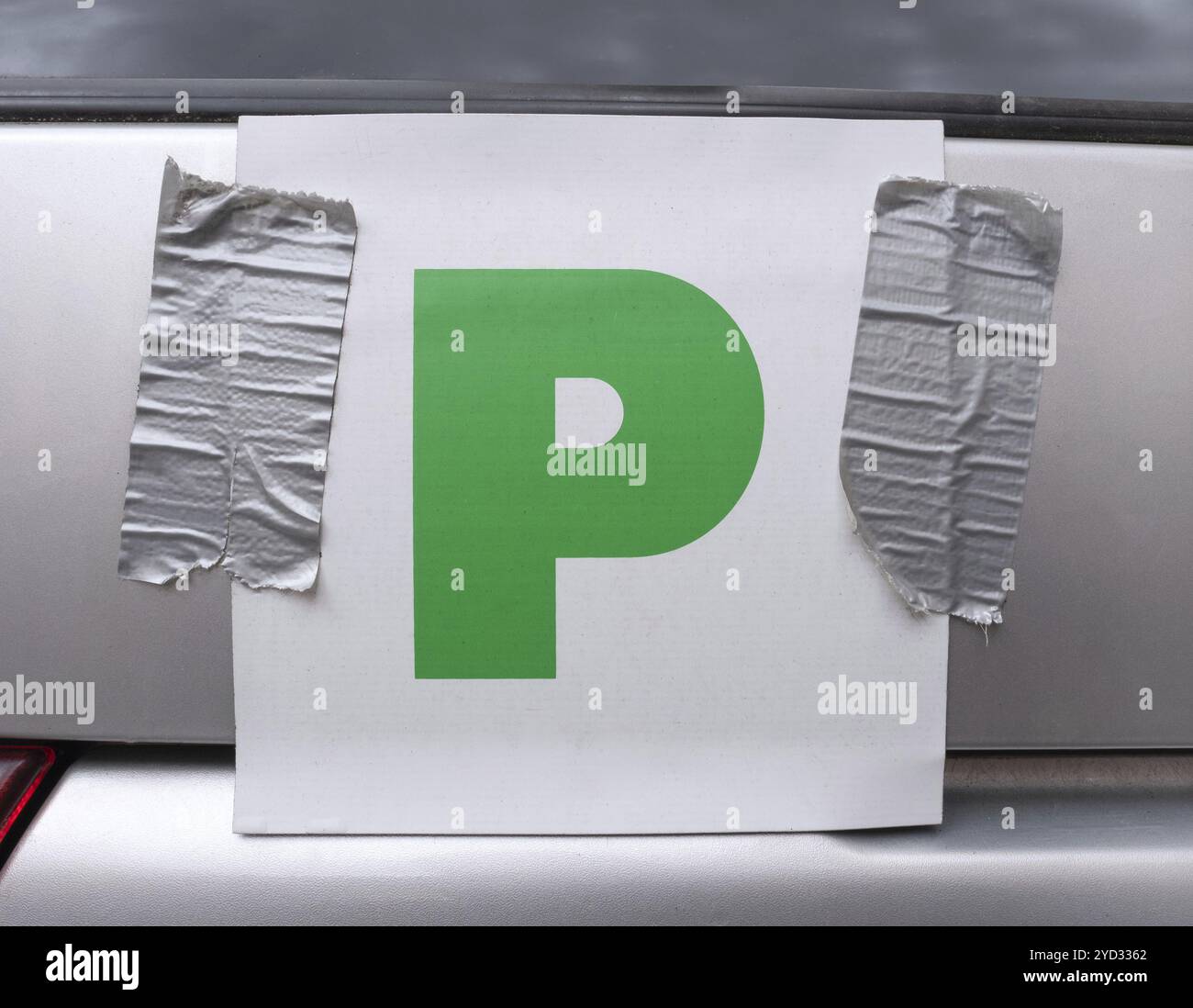 Probationary Plate (P Plates) On The Back Of A Car, Attached with Duct ...