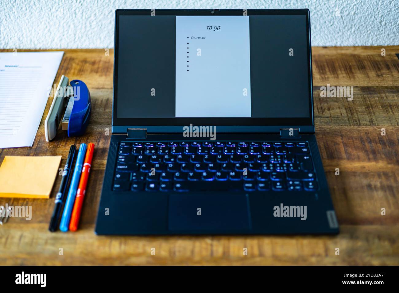 Laptop screen shows wooden hi-res stock photography and images - Alamy