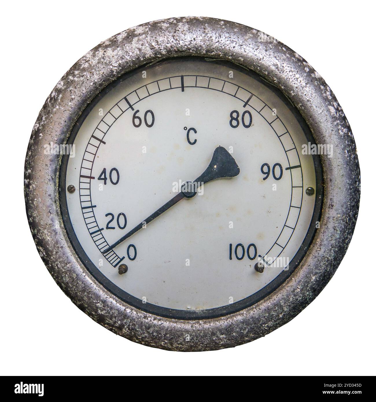 A Vintage Dial Thermometer Or Temperature Gauge On A White Background ...