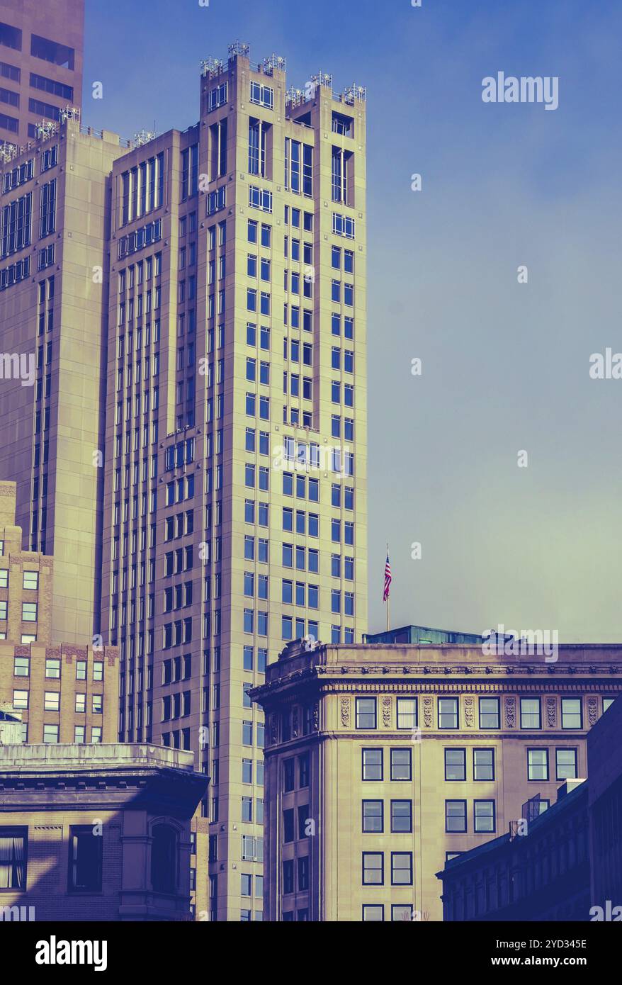 Retro VIntage Style Photo Of The Historic Buildings Of Downtown Boston ...