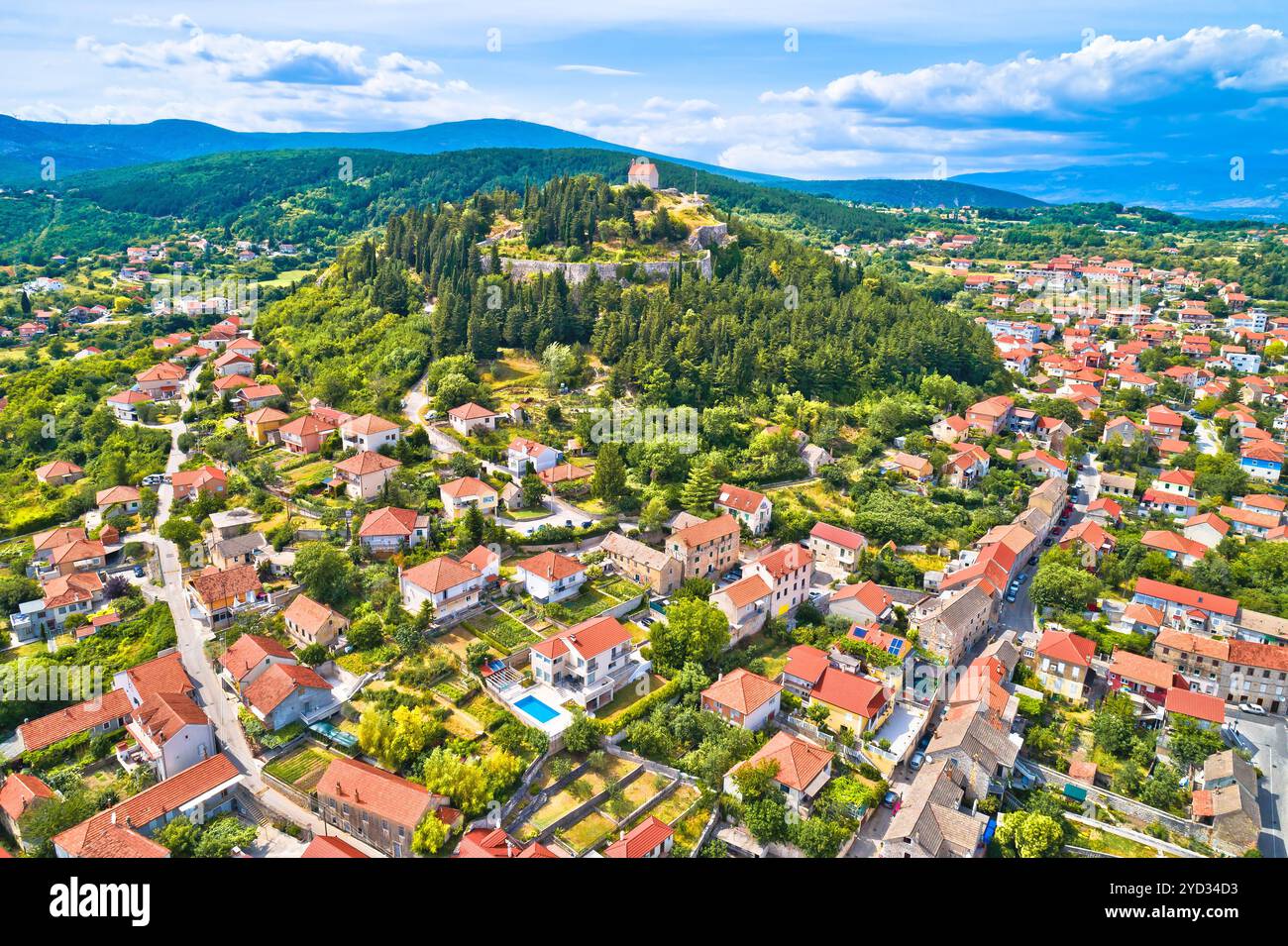 Town of Sinj in Dalmatia hinterland view, historic fortress and church ...