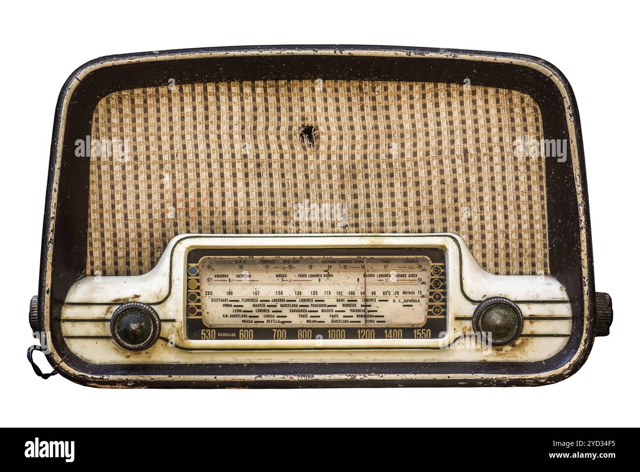 Isolated Vintage Retro Radio Set In Spanish On A White Background Stock ...