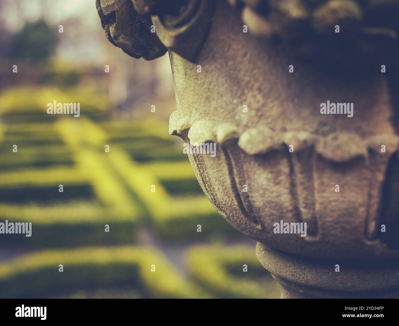 Detail Of A Garden Ornament And Maze At A Stately Home Or Mansion In ...