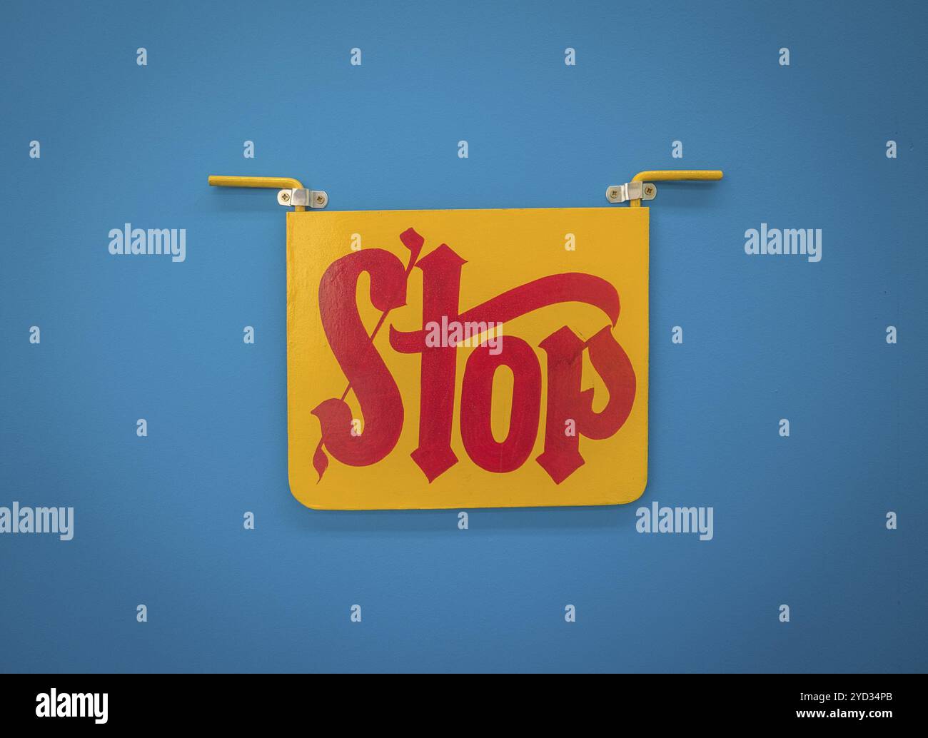 Bright Cheerful Indian Style Red And Yellow Stop Sign Stock Photo - Alamy