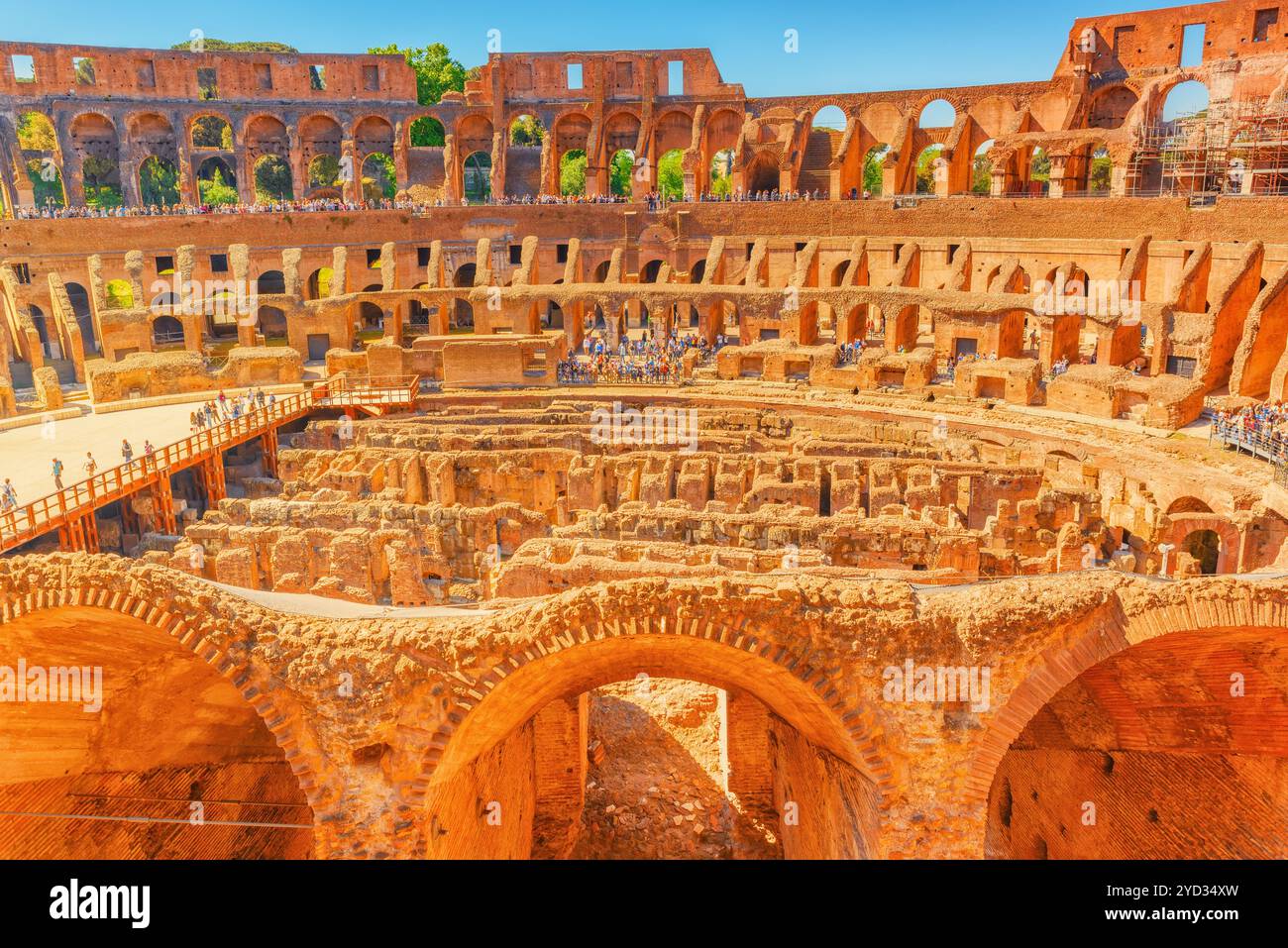 Inside the amphitheater of Coliseum in Rome- one of wonders of the ...