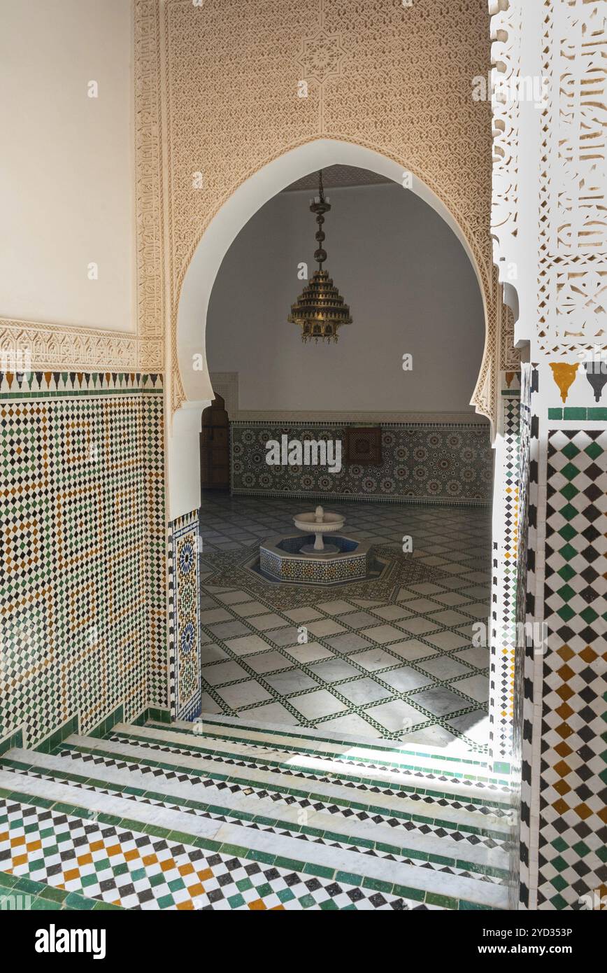 Meknes, Morocco, 5 March, 2024: interior view of the Bou Inania Madrasa ...