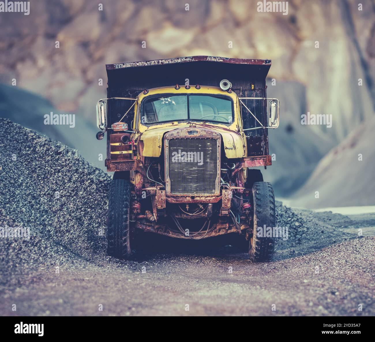 Heavy Industry Image Of A Rusty Old Dump Truck In A Quarry Stock Photo ...