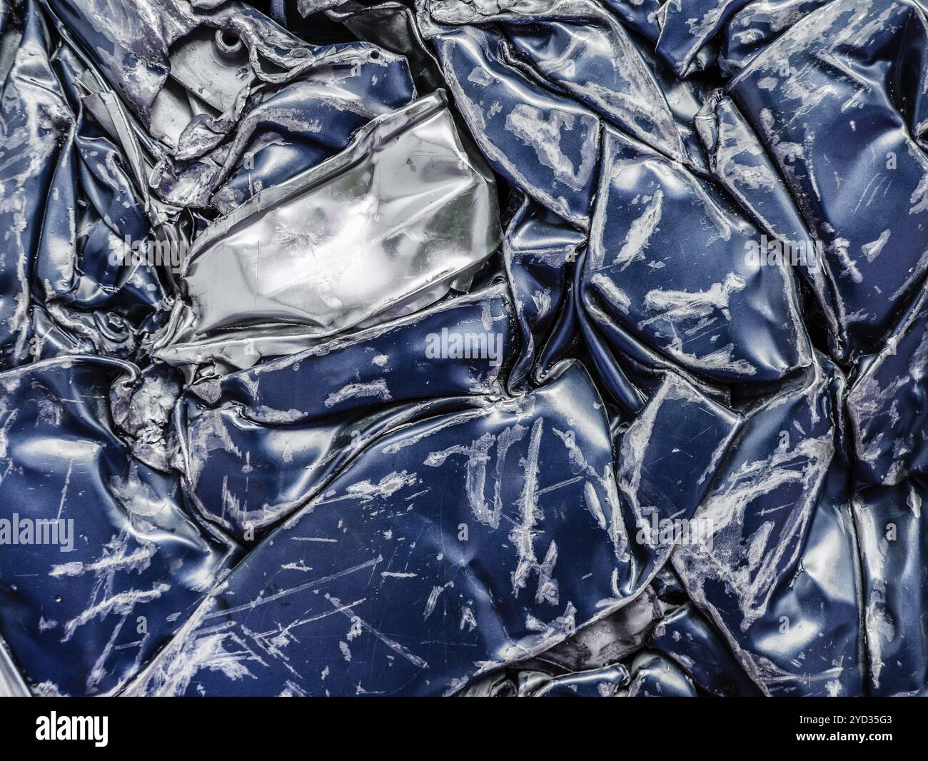 Abstract Background Texture Of Crushed Blue Steel Car Flattened In A ...