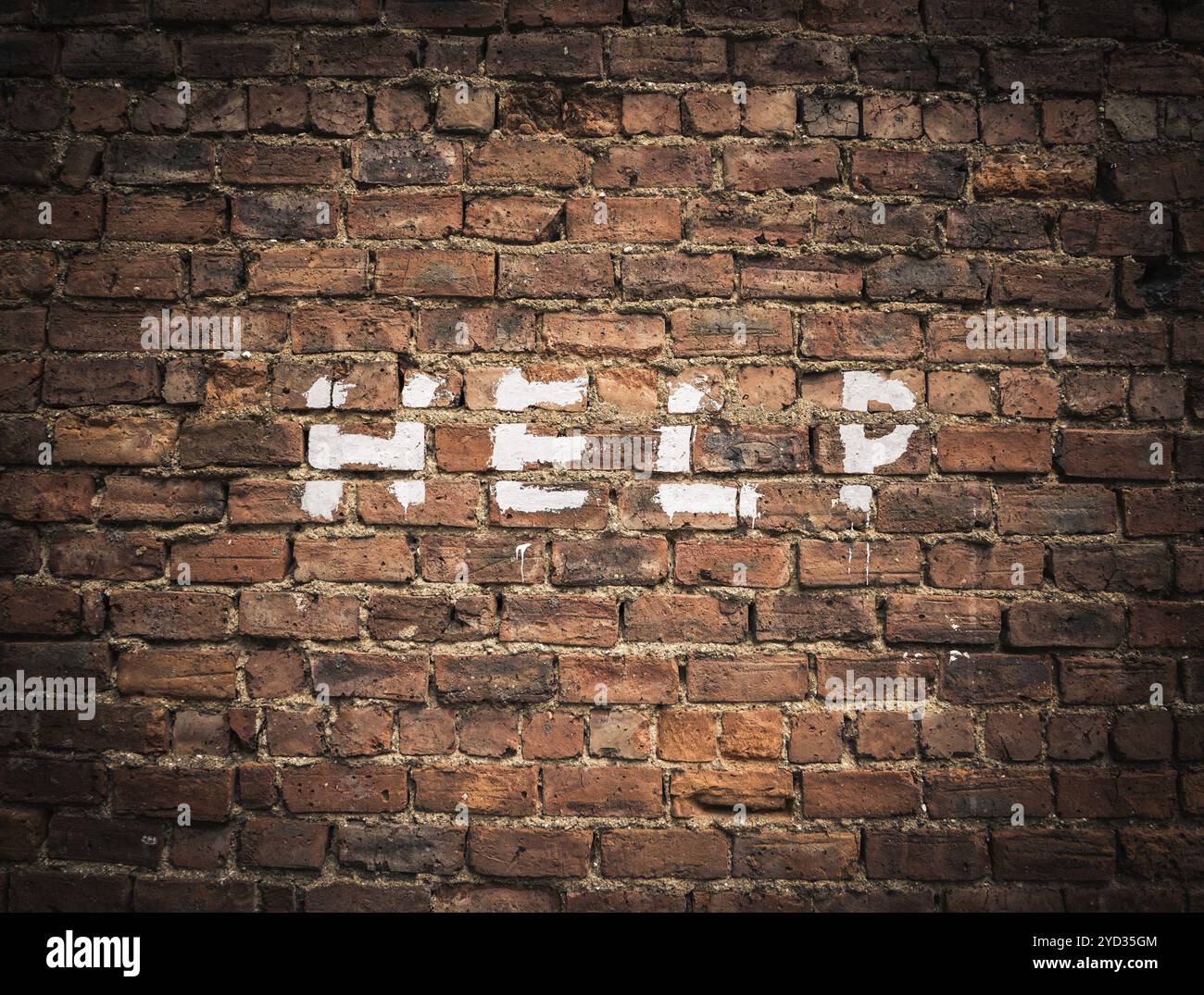 The Word Help Written As Graffiti On A Vintage Red Brick Wall Stock ...