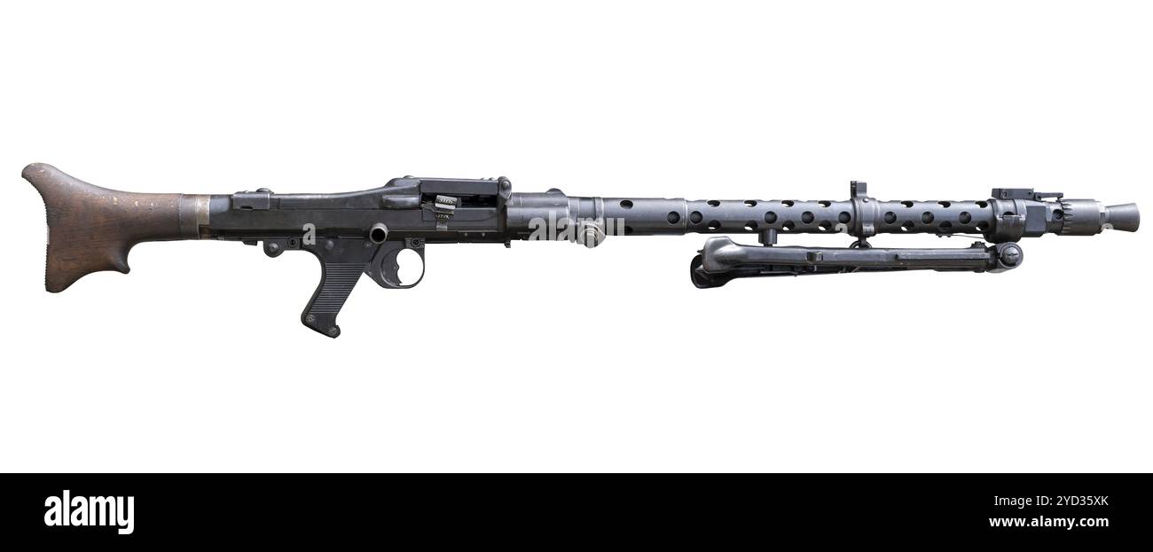 A Vintage WWII German Army Machine Gun, Isolated On A White Background ...