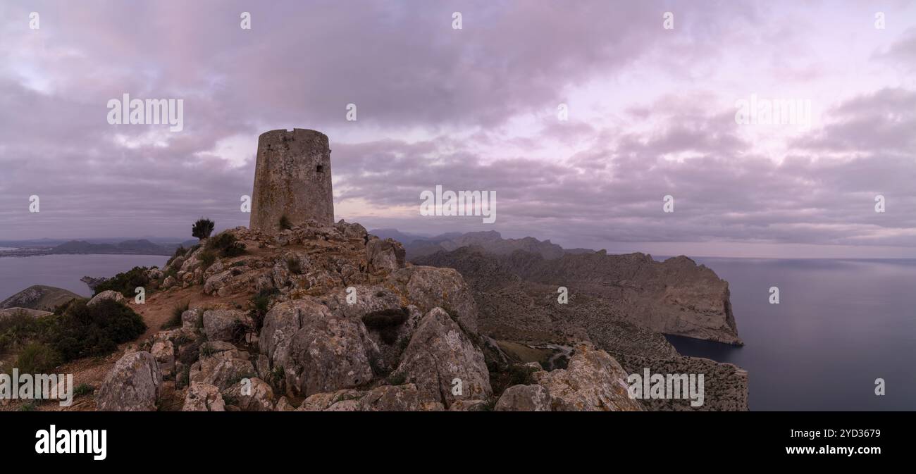 A view of the Albercutx watchtower at Cap de Formentor in northwestern ...