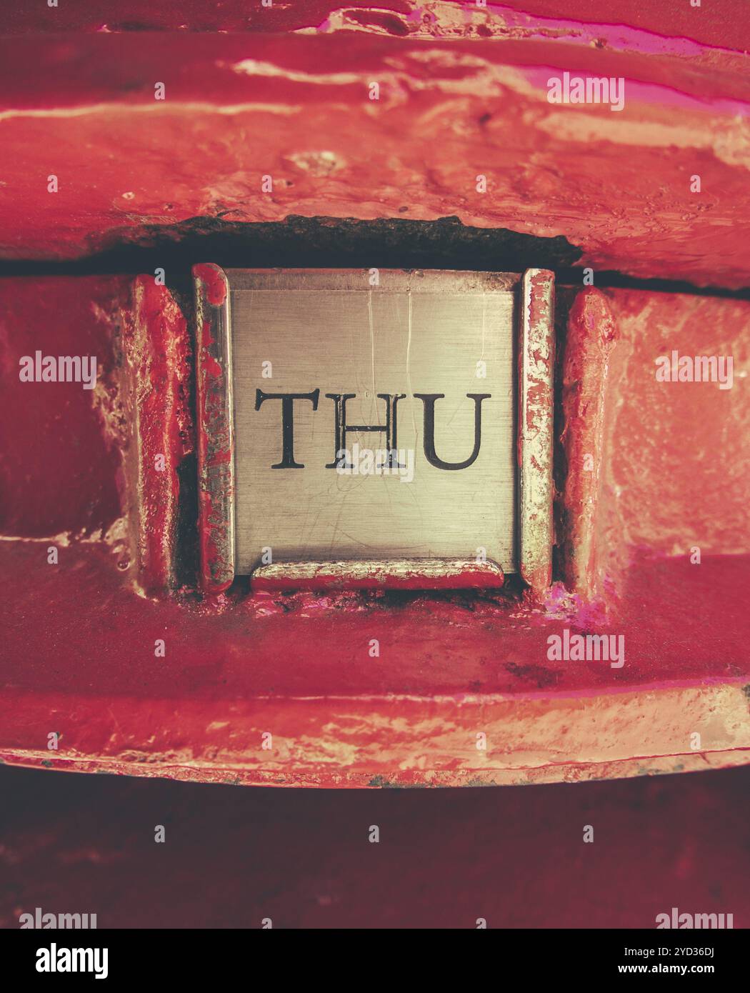 Retro Style Detail Of The Collection Sign On A Traditional Red British ...