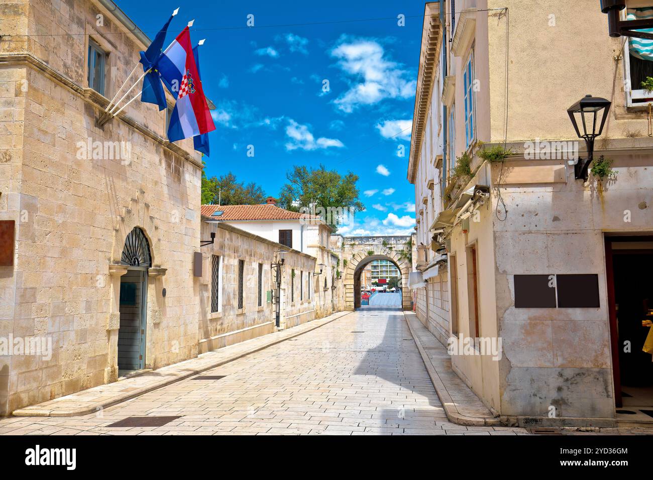 Zadar. Historic street and town gate in Zadar view Stock Photo - Alamy