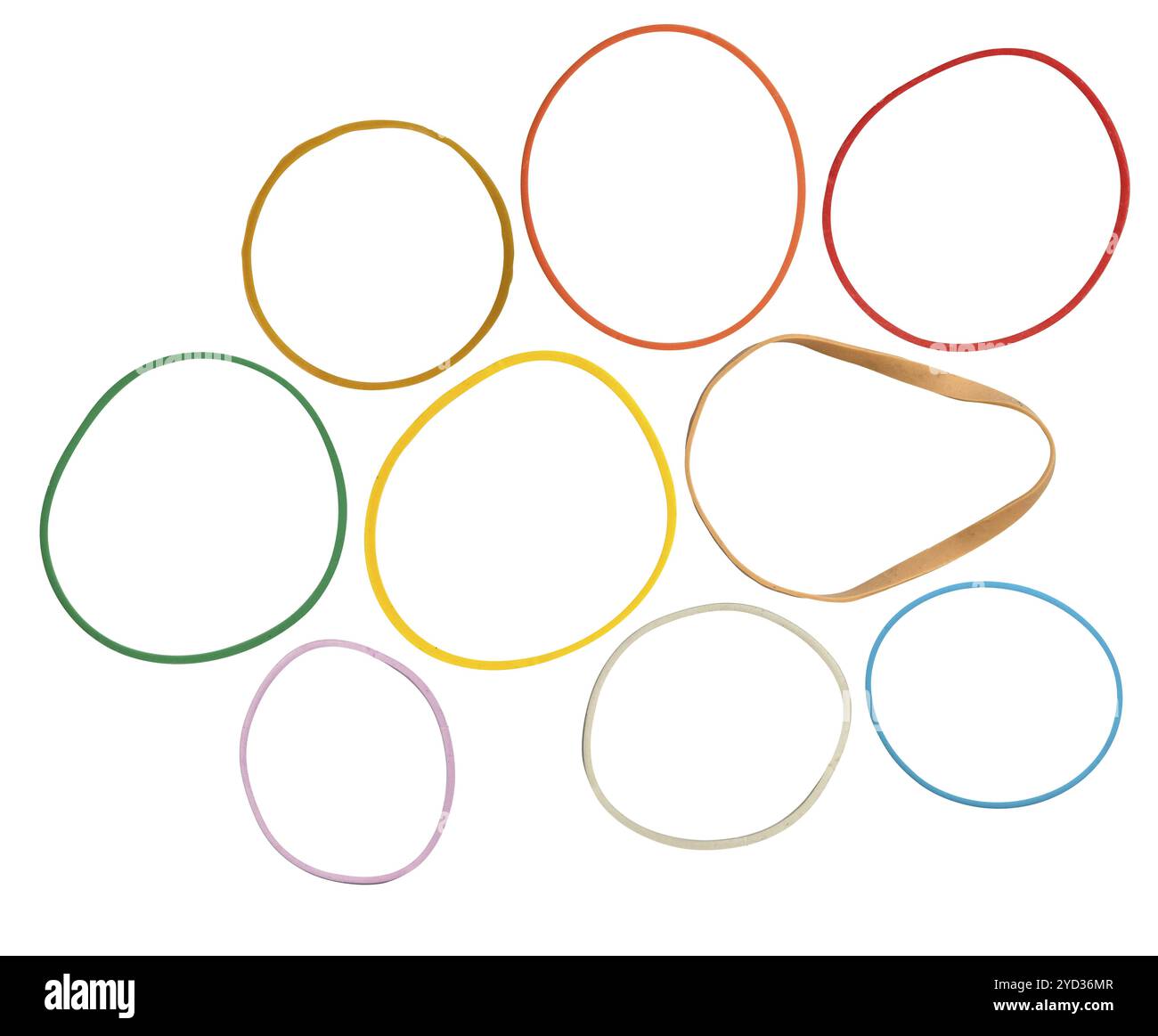 A Collection Of Isolated Coloured Rubber Bands Stock Photo - Alamy