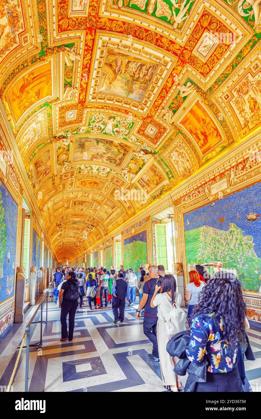 VATICAN-CITY, VATICAN- MAY 09, 2017: Inside the Vatican Museum, one of ...