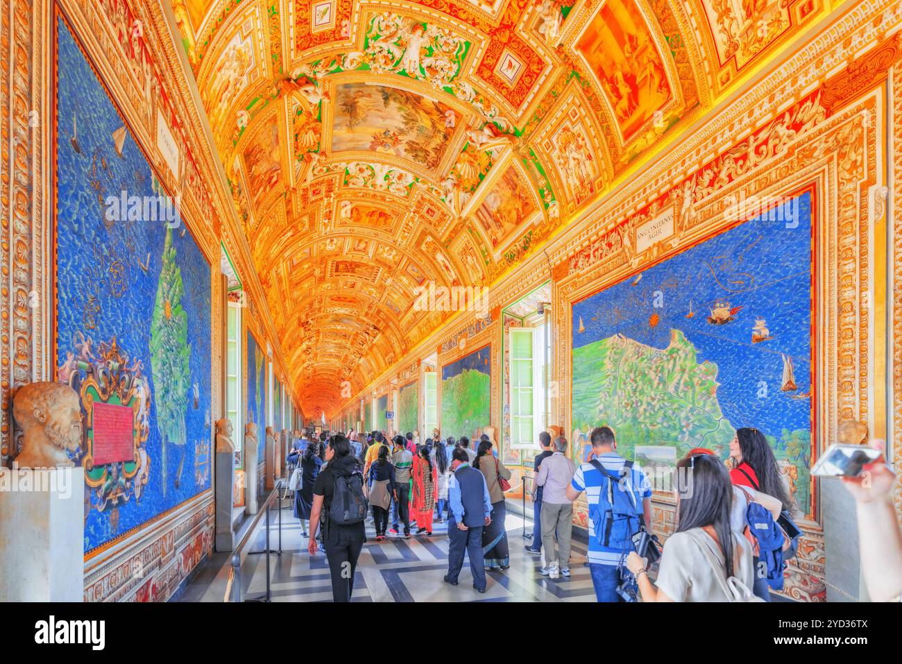 VATICAN-CITY, VATICAN- MAY 09, 2017: Inside the Vatican Museum, one of ...