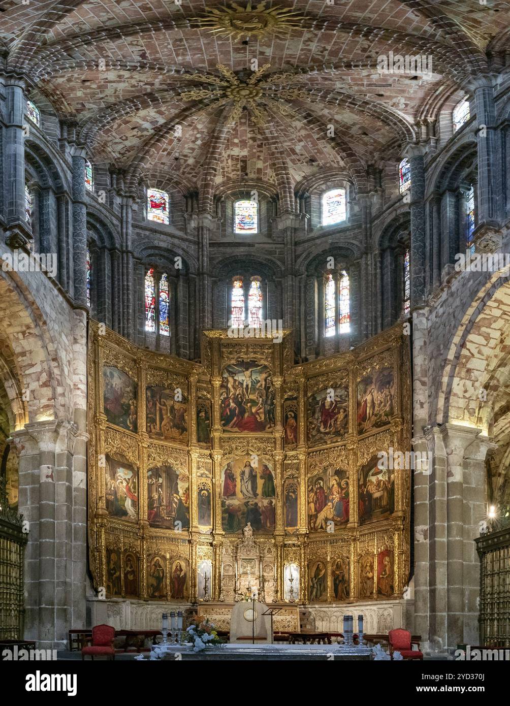 Avila, Spain, 8 April, 2024: view of the central nave and altar with ...