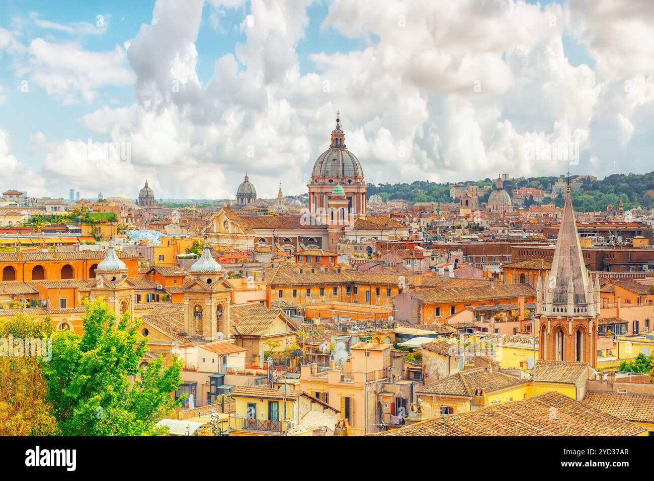 View of the city of Rome from above, from the hill of Terrazza del ...