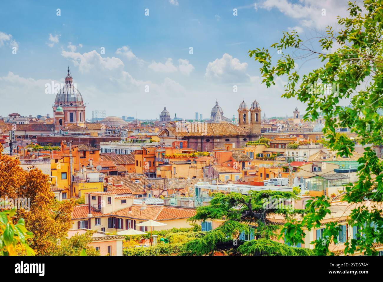View of the city of Rome from above, from the hill of Terrazza del ...