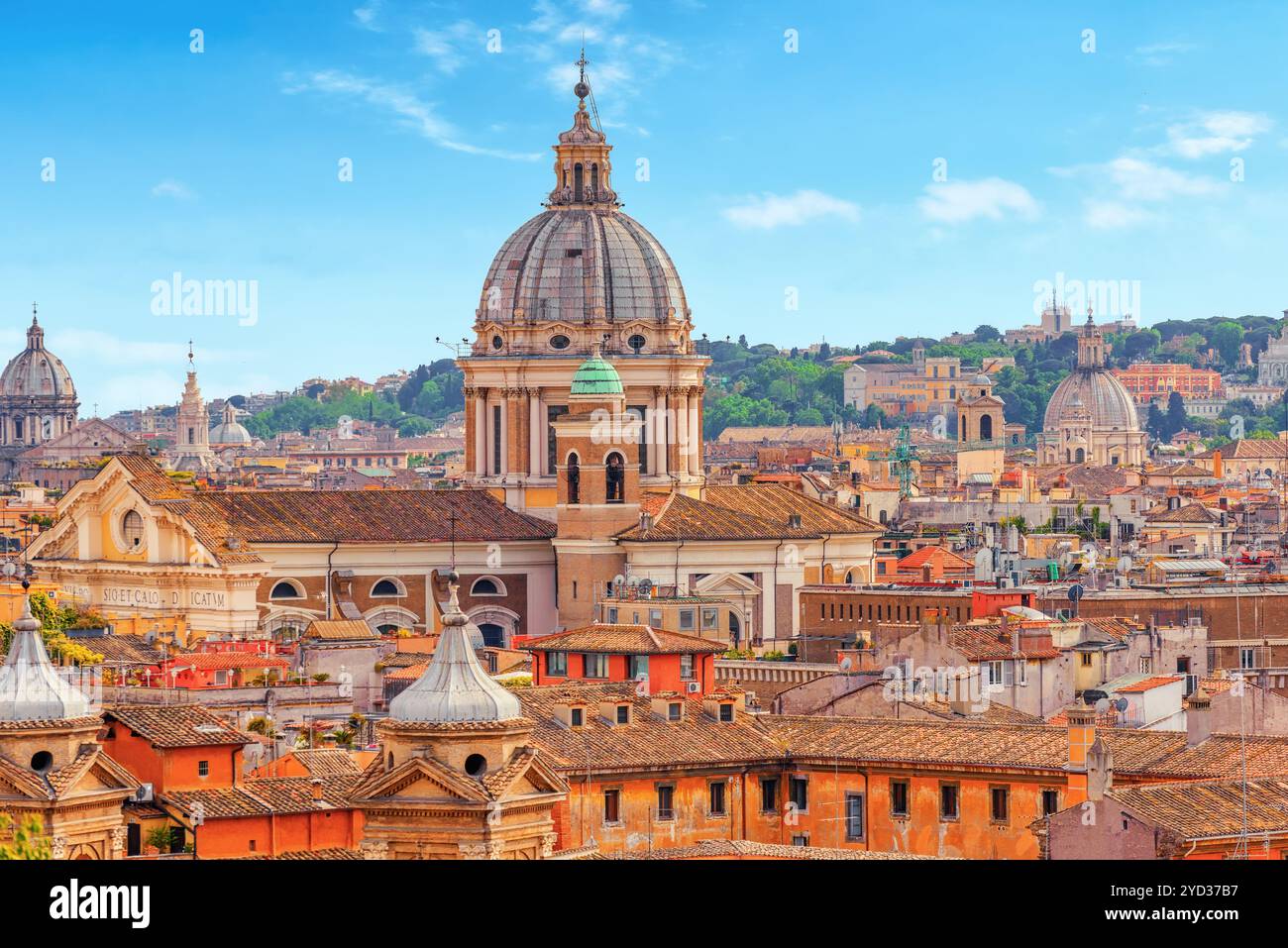 View of the city of Rome from above, from the hill of Terrazza del ...