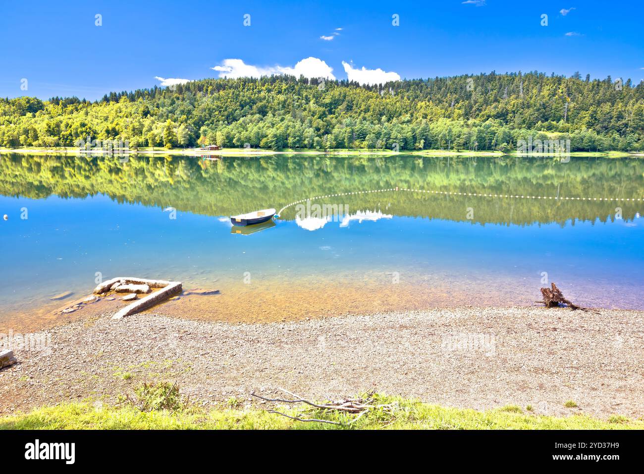 Bajer lake beach in Fuzine view Stock Photo - Alamy