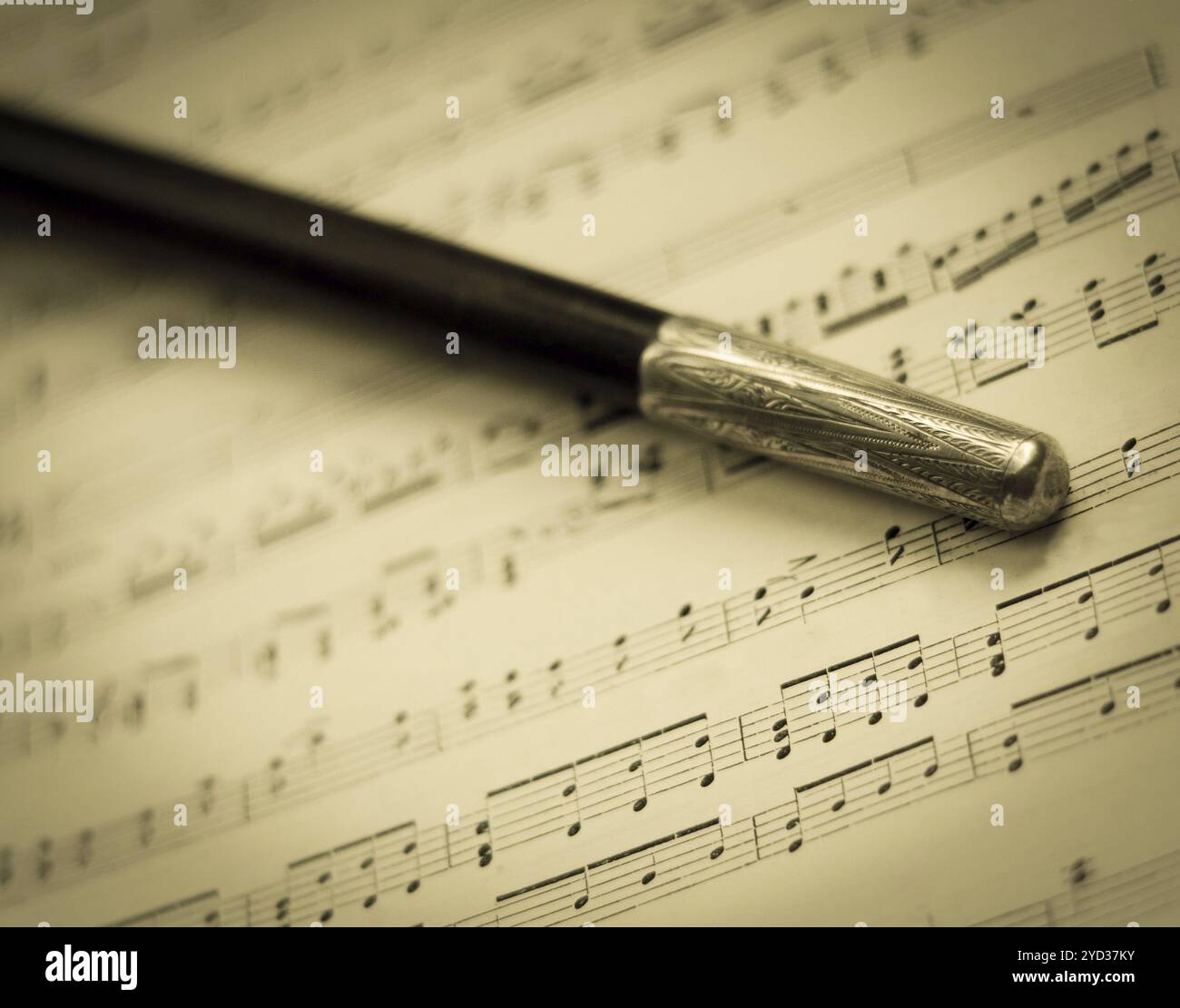 A Vintage Antique Ornate Conductor's Baton On Old Sheet Music Stock ...