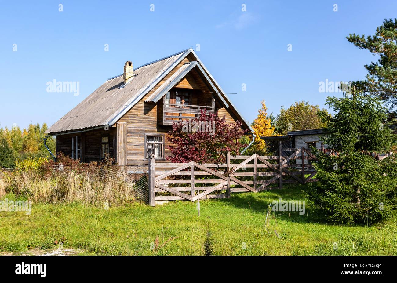 Traditional rural wooden house in russian village in summer Stock Photo ...