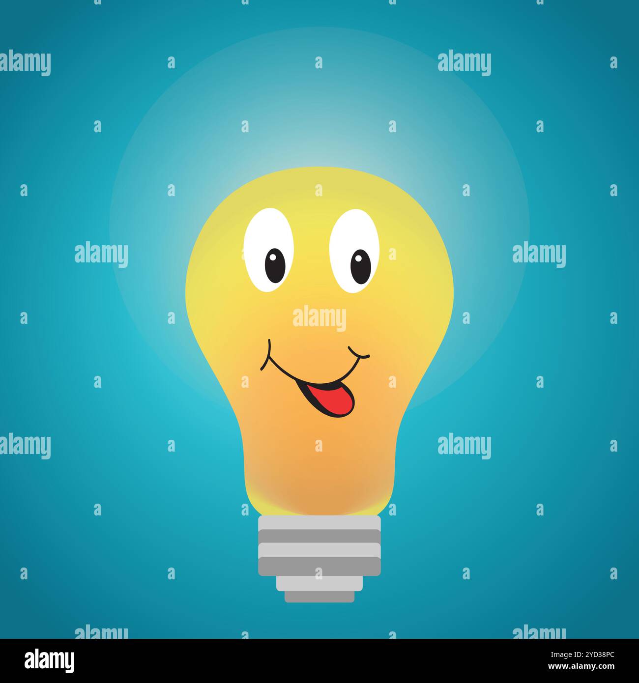 Cute light bulb with eyes and mouth smiling cheerful Stock Vector Image ...