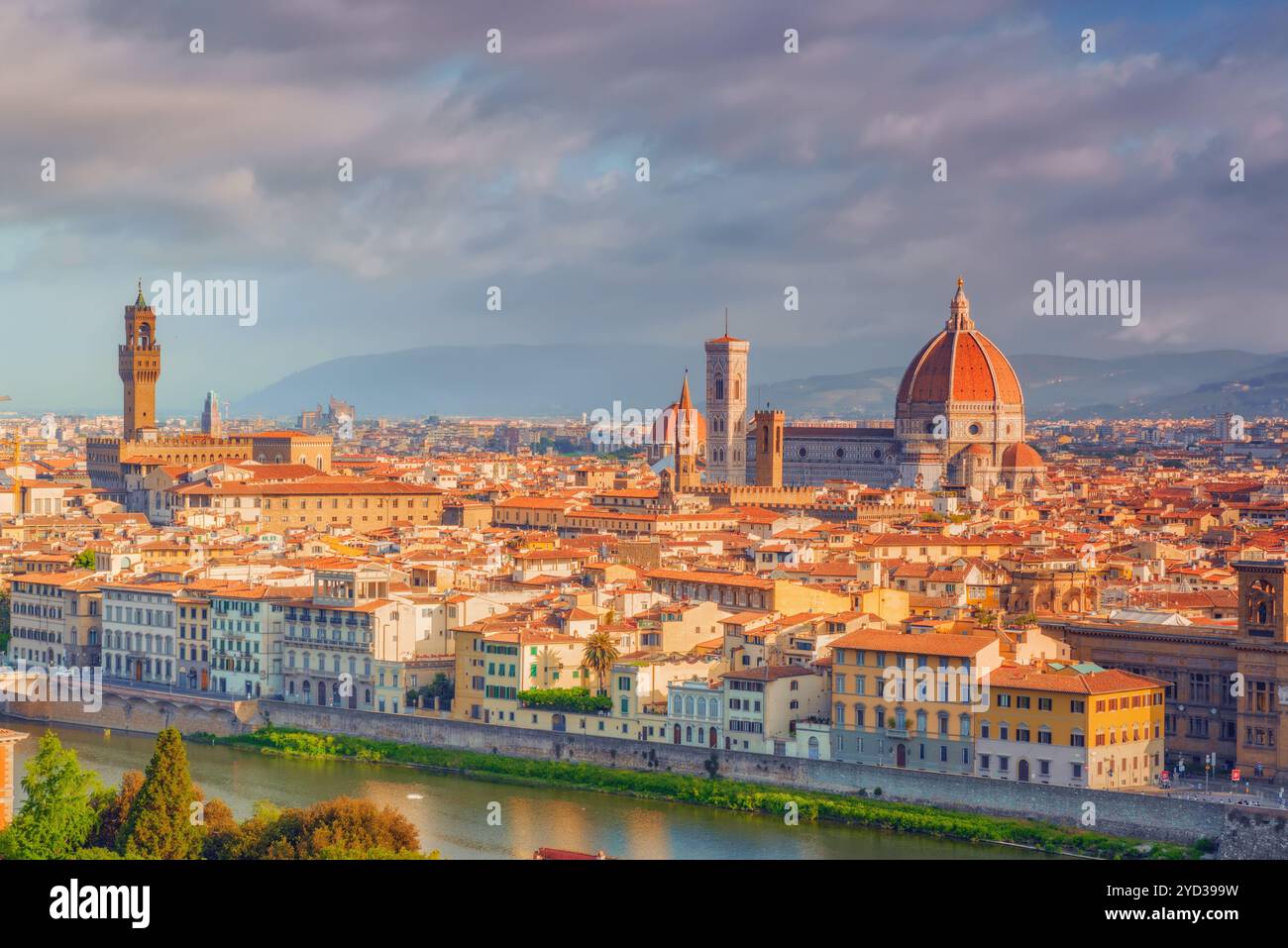 Beautiful landscape above, panorama on historical view of the Florence ...