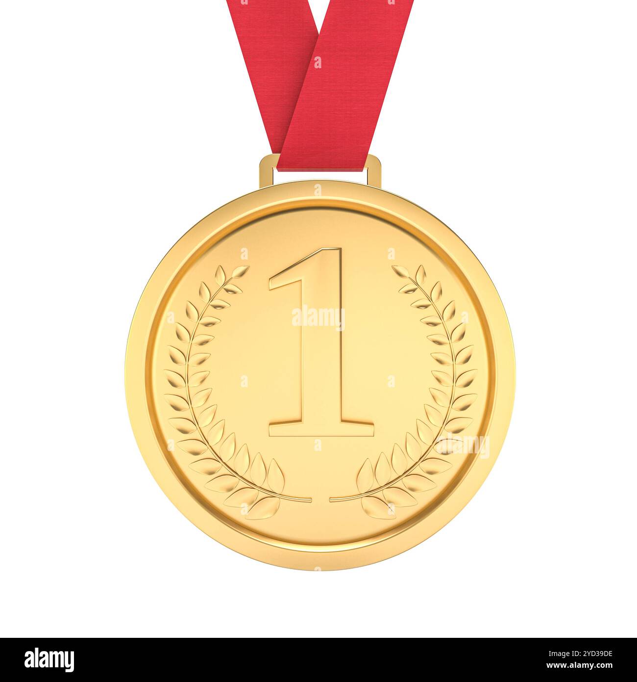 Gold medal with red ribbon on transparent background 3d Stock Photo - Alamy