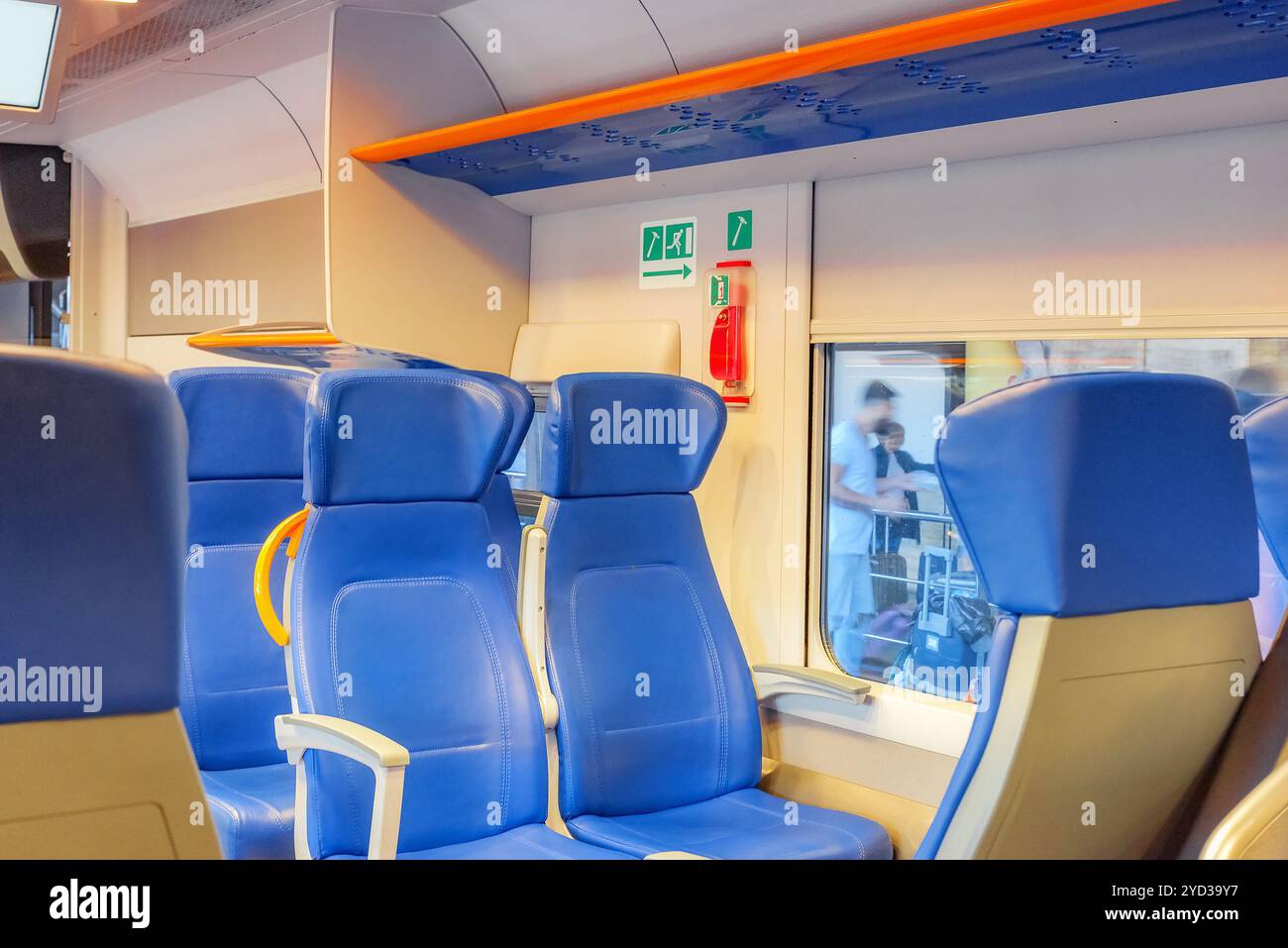 Interior of the high-speed train stand on railways stantion in Rome ...