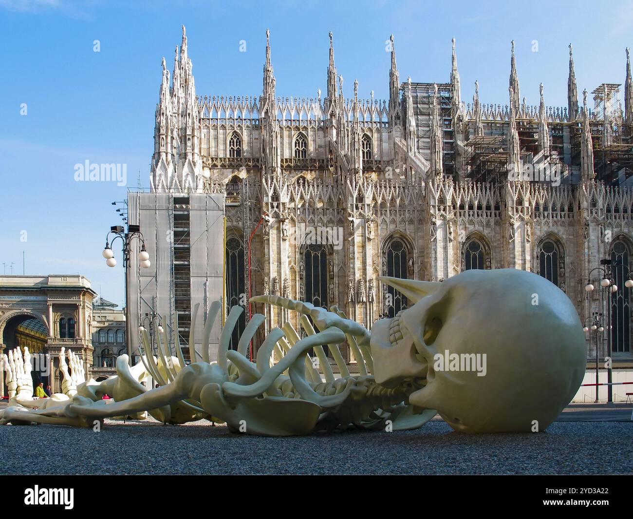 Cathedral Duomo in Milan at left wing of Cathedral. In front view a ...