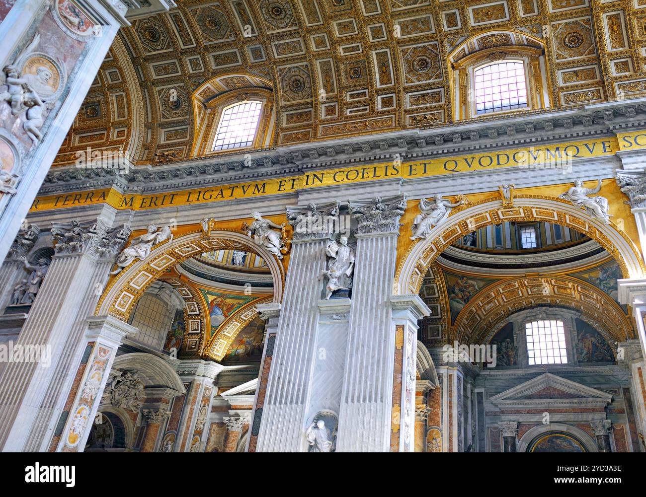 St. Peter's Basilica, St. Peter's Square, Vatican City. Indoor interior ...