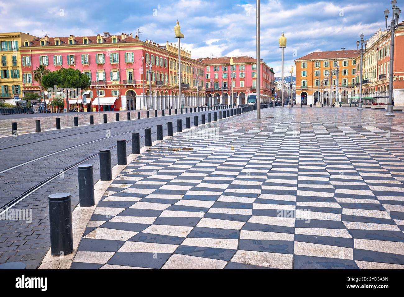 City of Nice Place Massena square colorful architecture view, tourist ...
