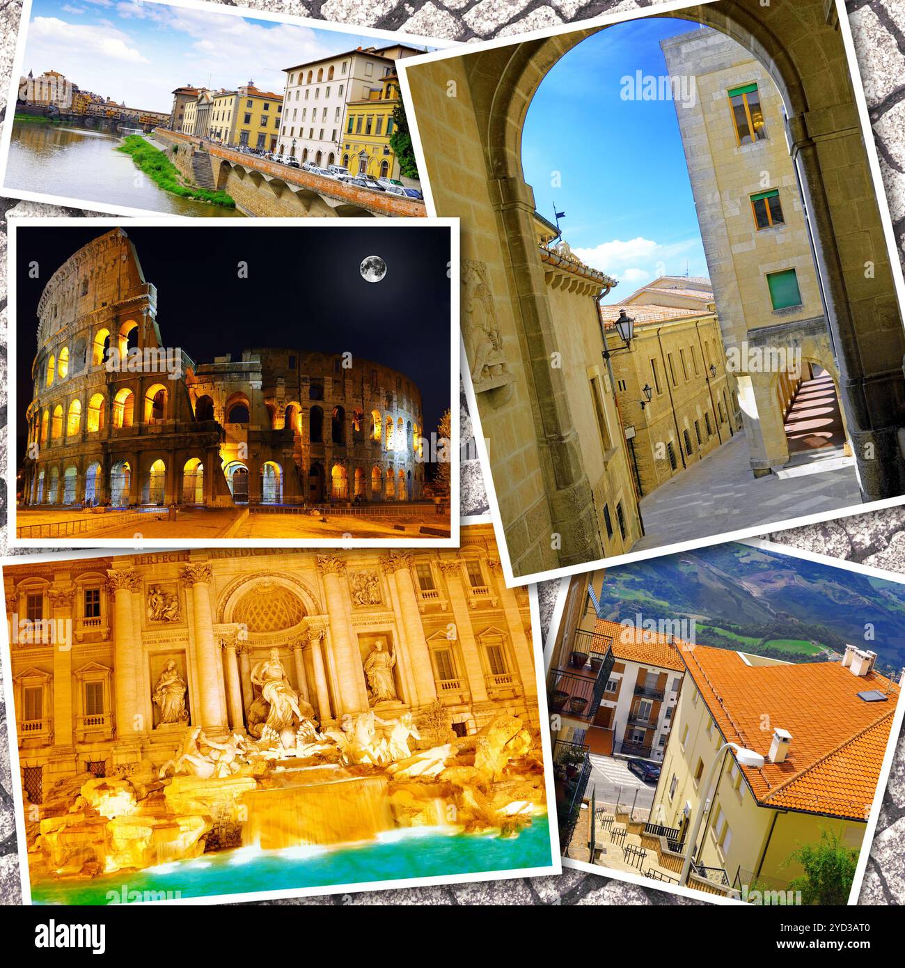 Collage of beautiful Italy. Rome, Florence, Pisa, Venice Stock Photo ...