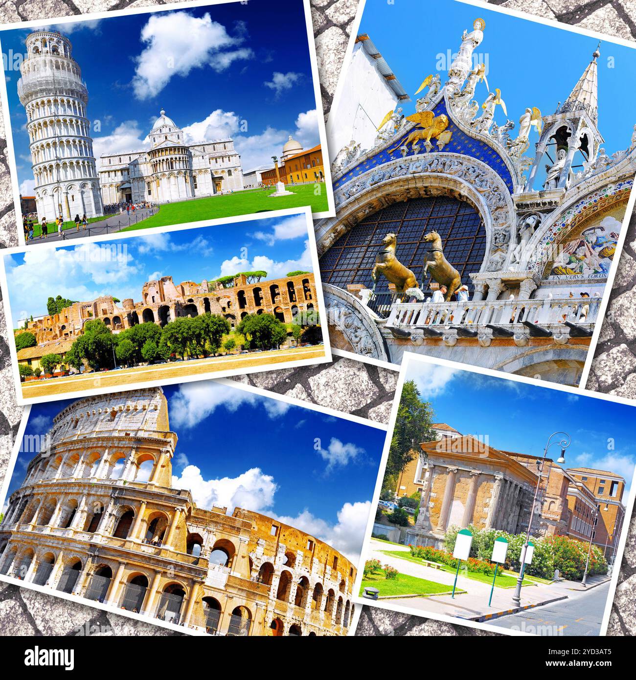 Collage of beautiful Italy. Rome, Florence, Pisa, Venice Stock Photo ...