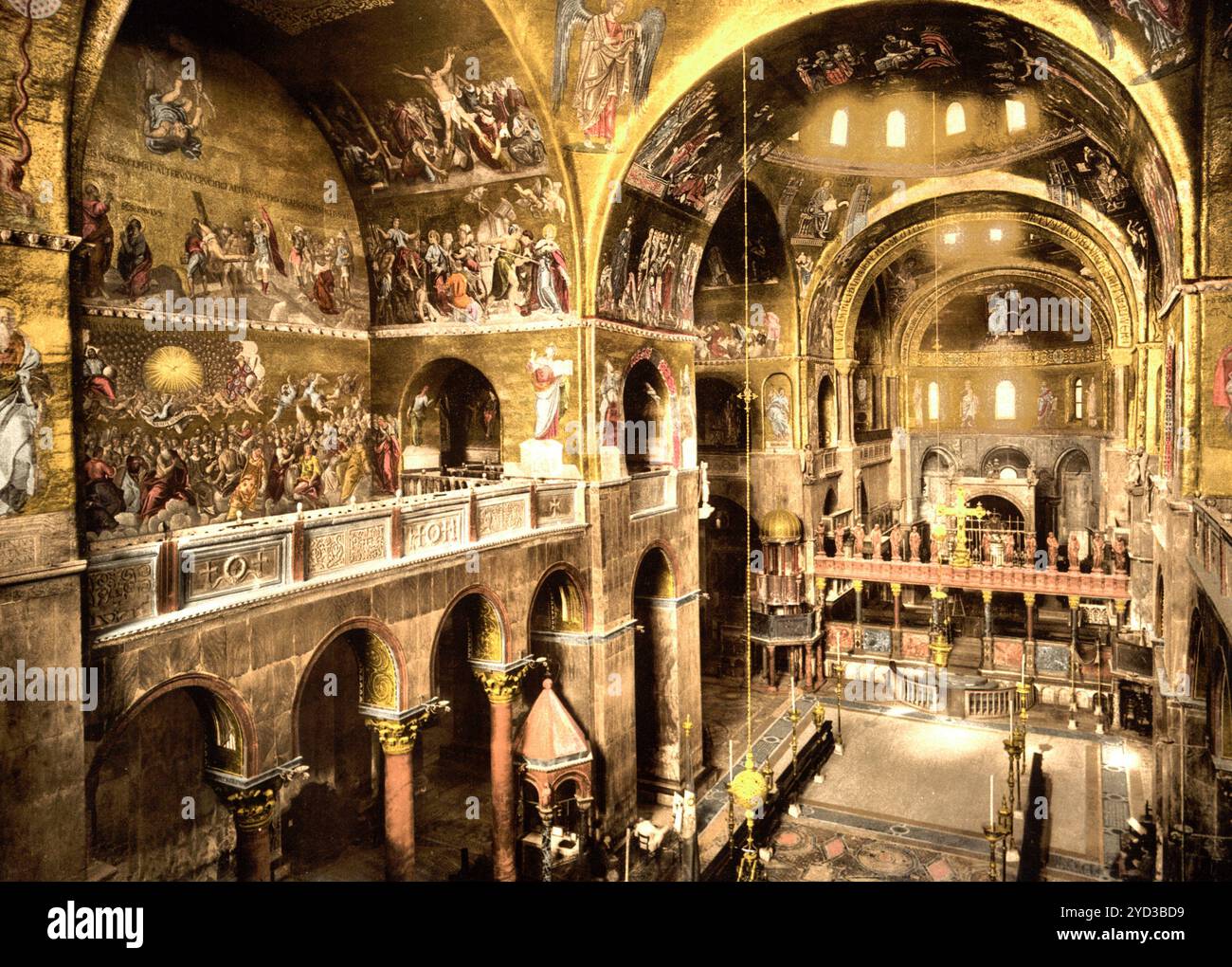 Interior of St. Mark's, Venice, Italy, Historic, digitally restored ...