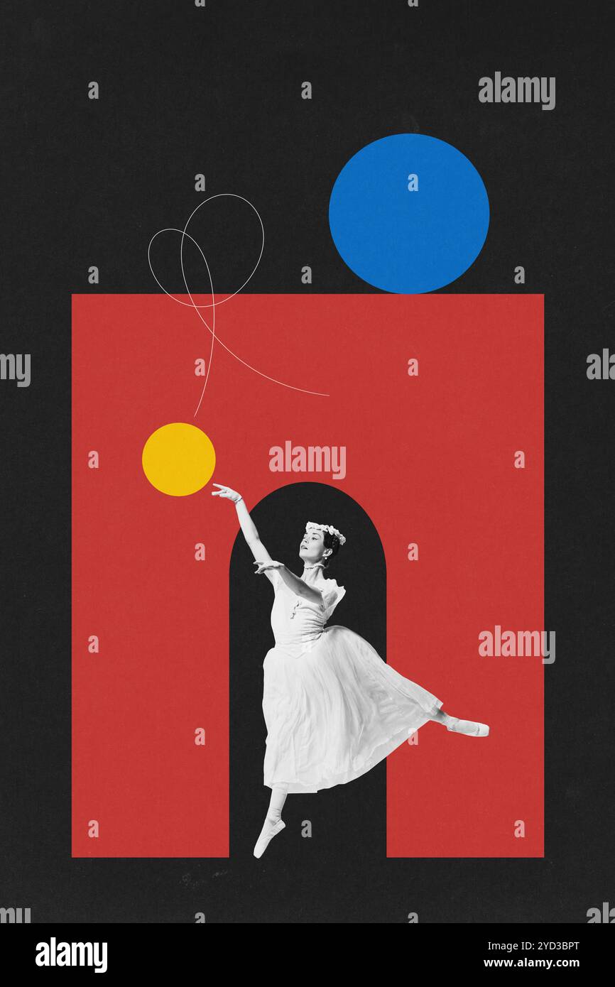 Contemporary art collage. Ballerina in classical pose framed by bold ...