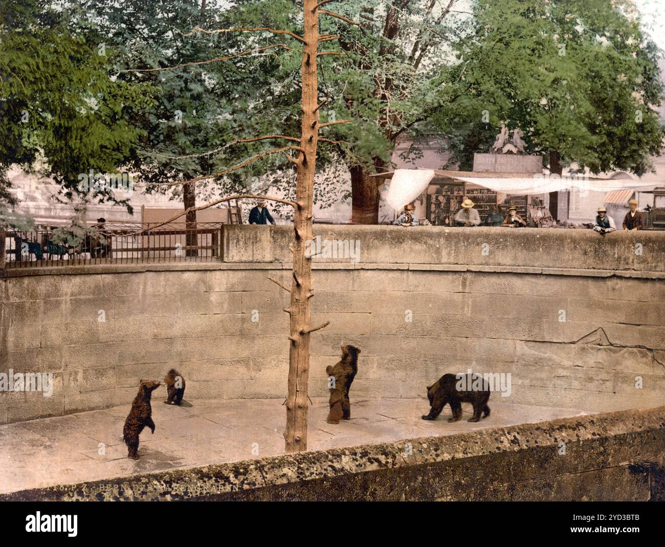 Bear pit, Berne, Switzerland, Historic, digitally restored reproduction ...