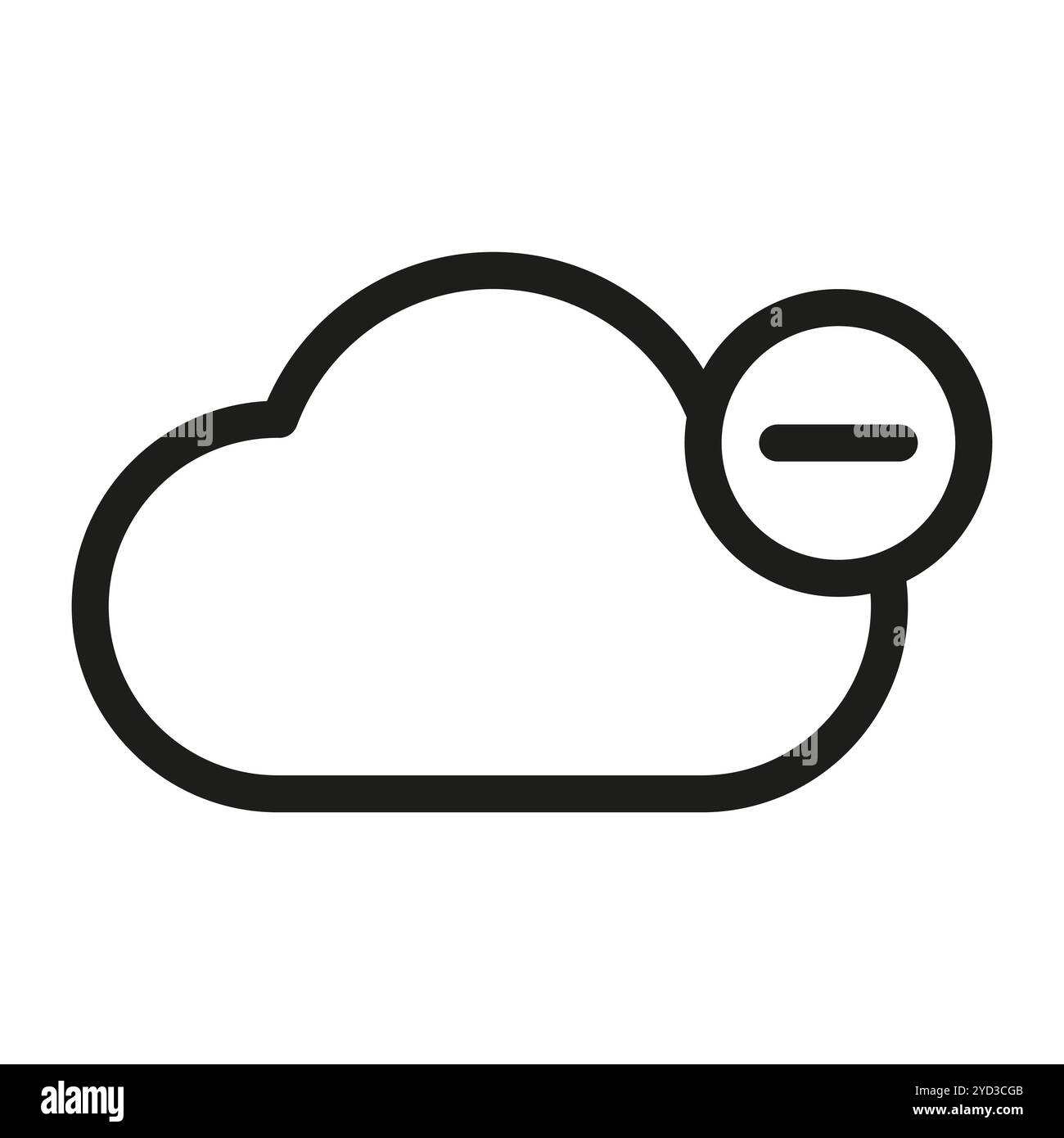 Cloud delete icon. Storage removal symbol. Cloud with minus sign. Black ...