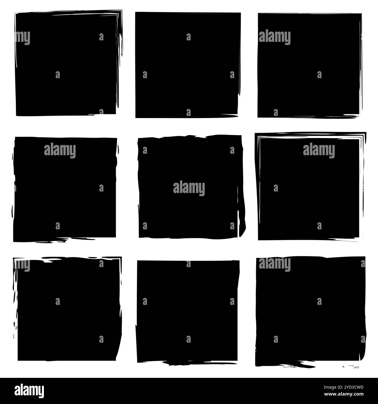 Hand drawn squares. Abstract black shapes. Doodle square frames. Rough edge squares Stock Vector ...