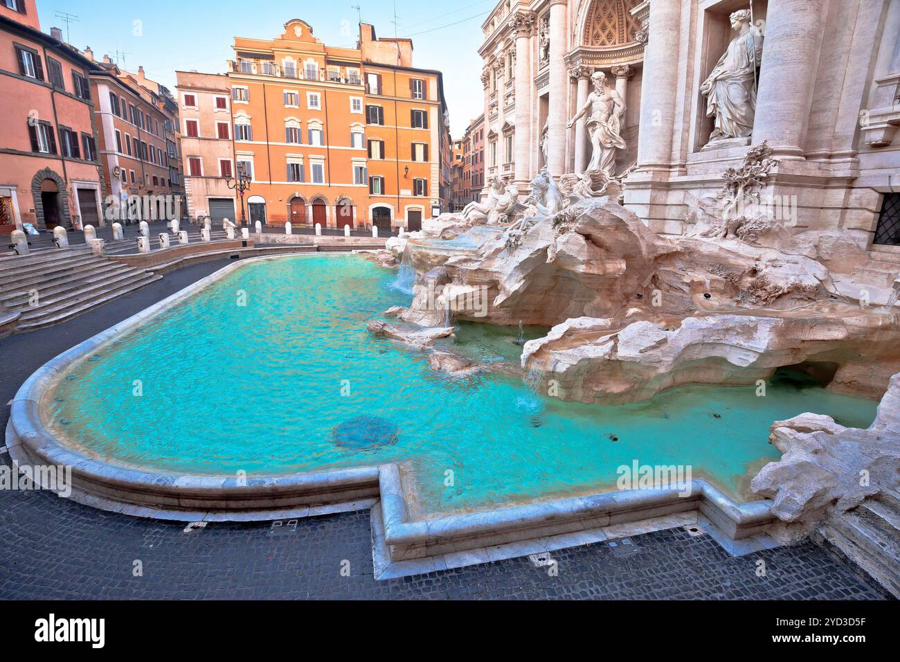 Eternal city of Rome. Trevi fountain in Rome view, the most beautiful fountain in the world ...