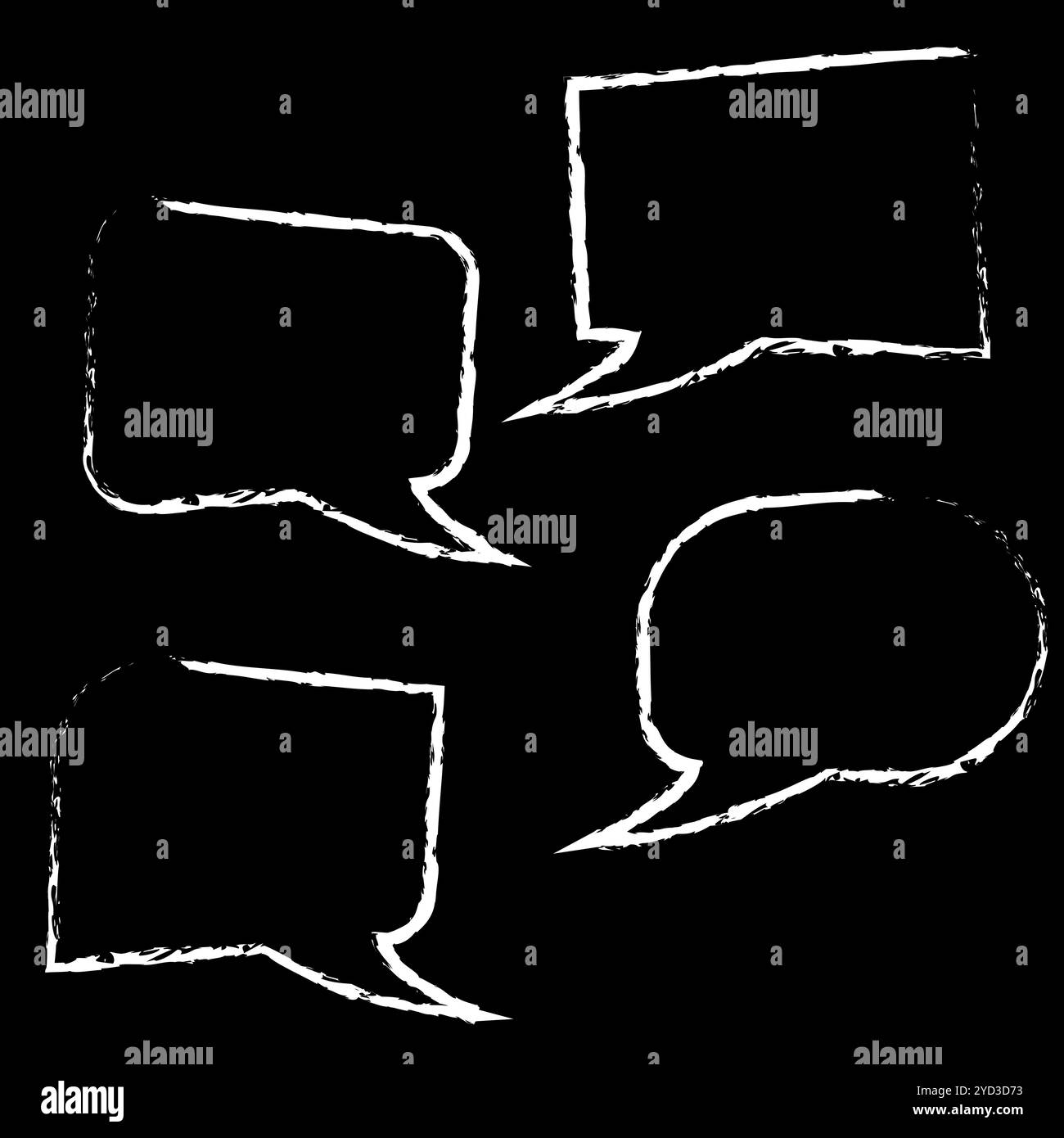 Chalk dialogue icon. Hand drawn speech bubbles. Vector illustration ...