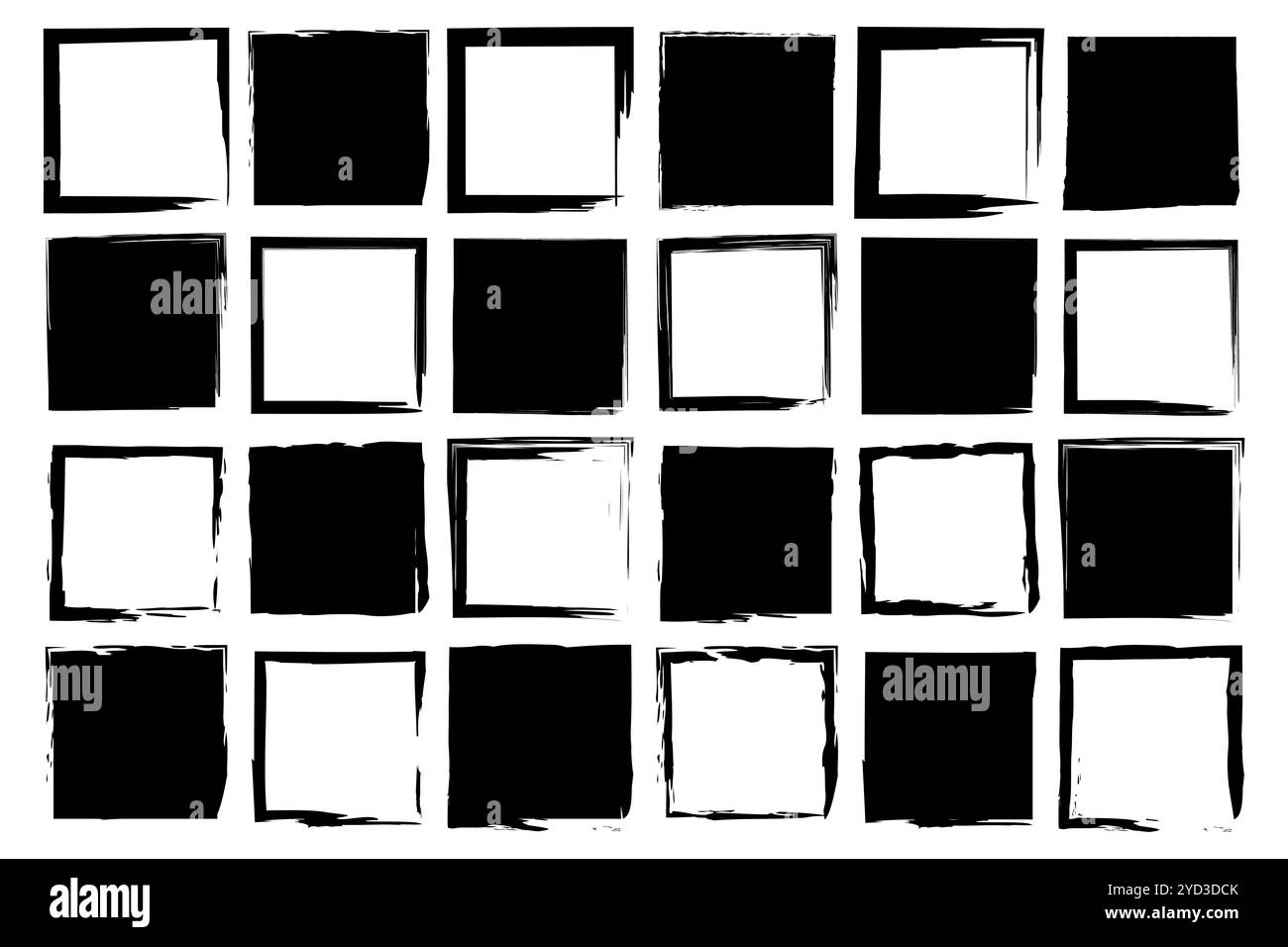Hand drawn squares. Black and white frames. Rough edge squares. Doodle ...