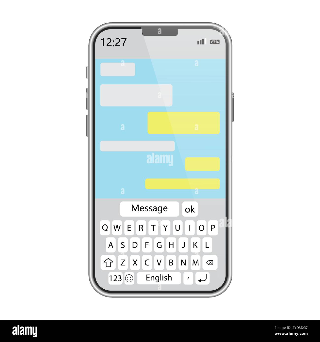 Phone with messages. Text conversation screen. Mobile communication ...