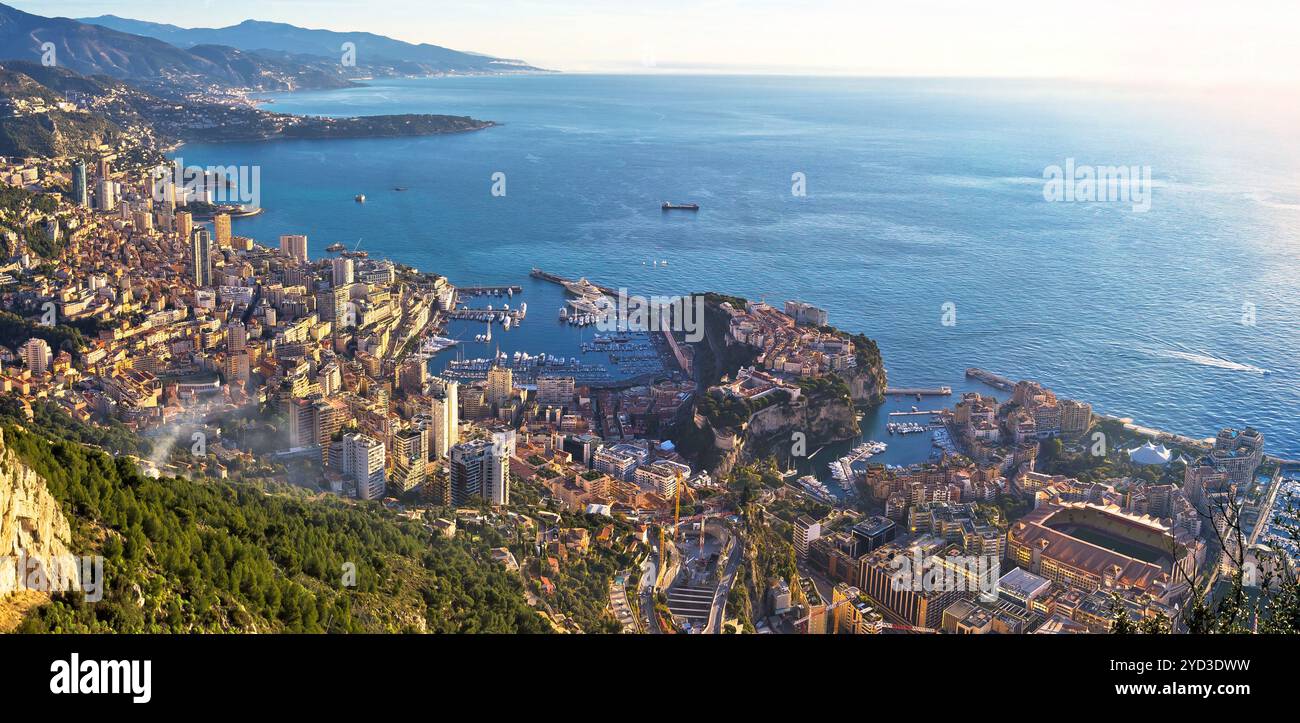 Principality of Monaco aerial panoramic coastline view Stock Photo - Alamy