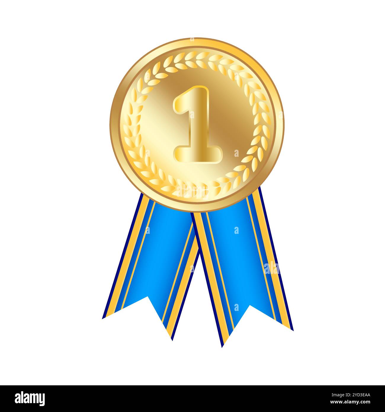 Gold medal icon. First place award. Blue ribbon detail. Vector ...